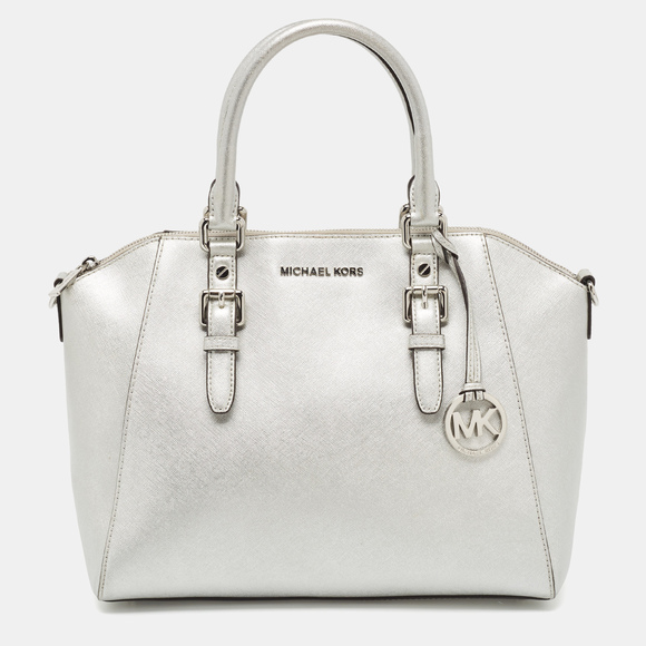 MICHAEL Michael Kors | Bags | Michael Michael Kors Silver Leather Large ...